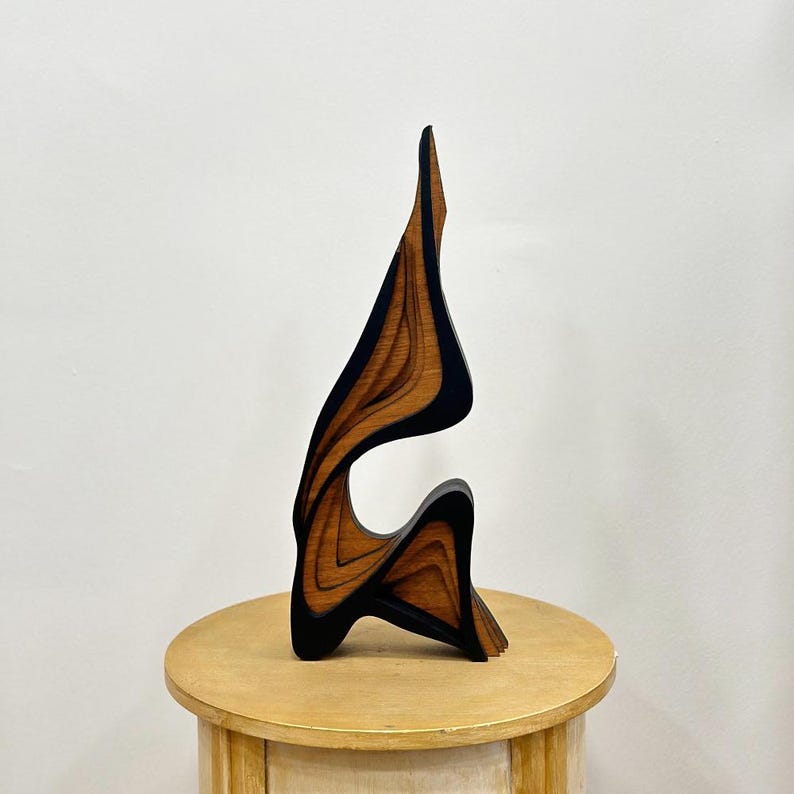 Walnut Sculpture Japandi Wood Home Decor Sculpture: Abstract Art Object ...