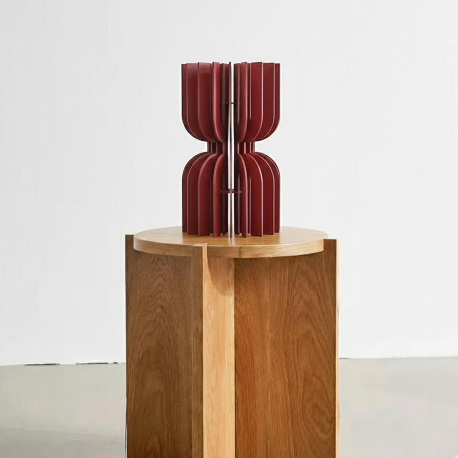 Claret Red Wooden Table Lamp – Handmade Mid Century Modern Night Light ...