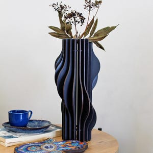 Orange Wood Wave Vase: Modern Parametric Sculpture, Dried Flower ...