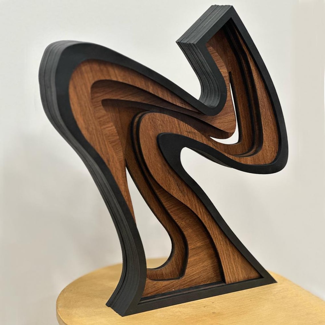 Abstract Walnut Wood Sculpture: Modern Art Decor - Etsy