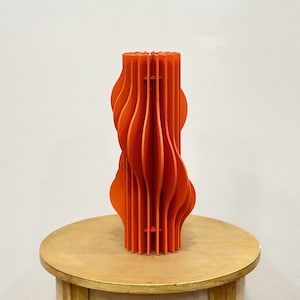 Orange Wood Wave Vase: Modern Parametric Sculpture, Dried Flower ...