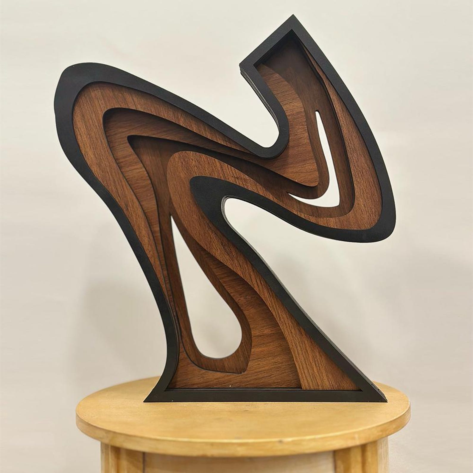 Abstract Walnut Wood Sculpture: Modern Art Decor - Etsy