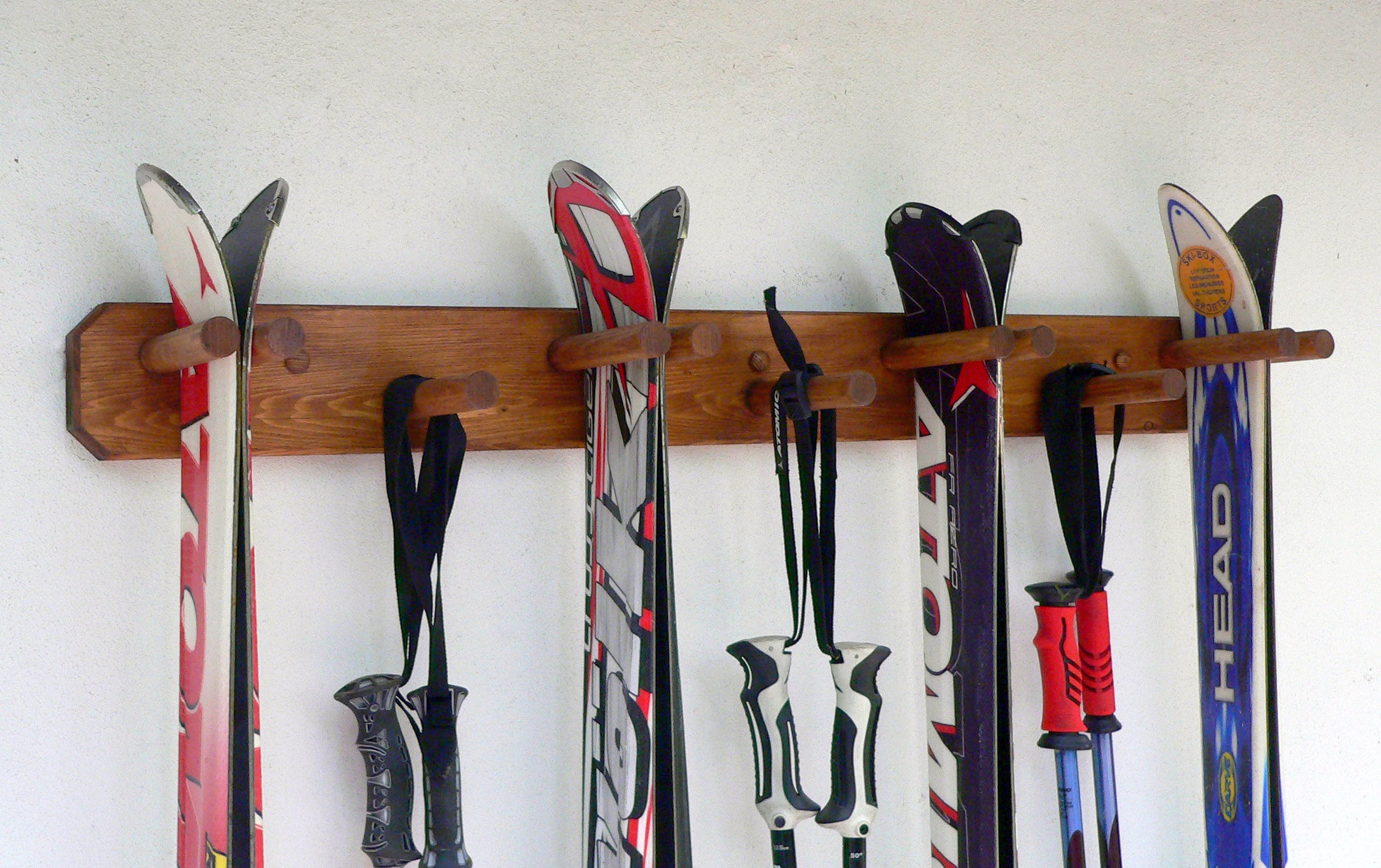 Wall Mounted Wooden Vertical Ski Rack, Ski Holder, Ski Storage - Etsy