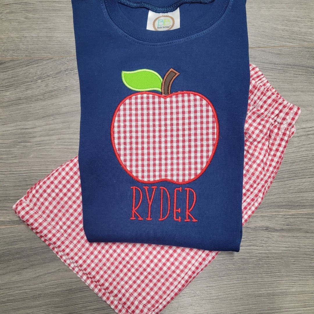 Back to School Apple Shorts Set - Etsy