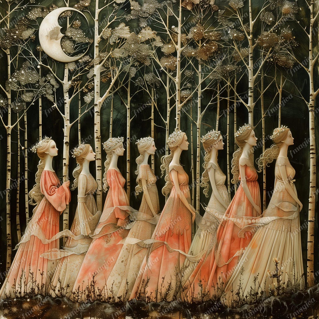Moon Maidens Halloween Digital Download, Wall Art Printable, for ...