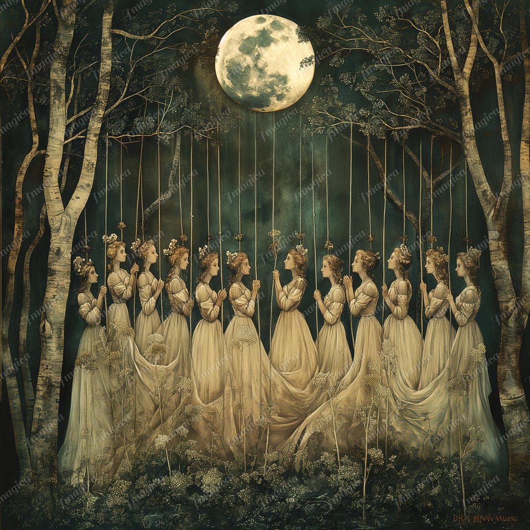 Moon Maidens Halloween Digital Download, Wall Art Printable, for ...