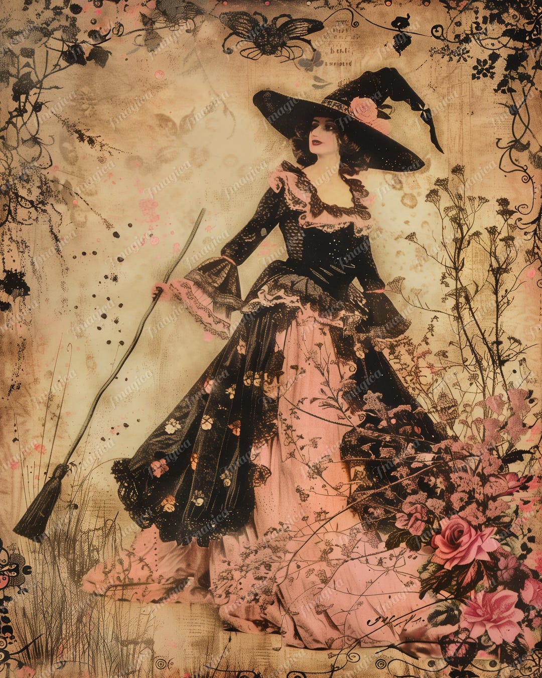 Vintage Halloween Witch Digital Download, Wall Art Printable, for ...