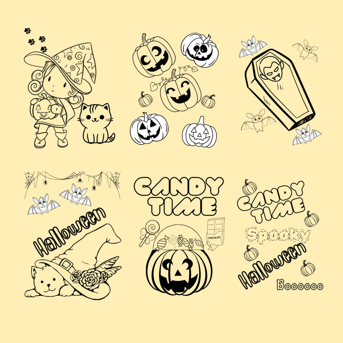 Halloween Digital Coloring Page, PDF Printable Coloring Page, Color ...