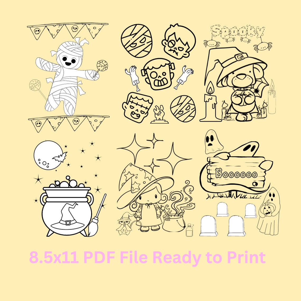 Halloween Digital Coloring Page, PDF Printable Coloring Page, Color ...