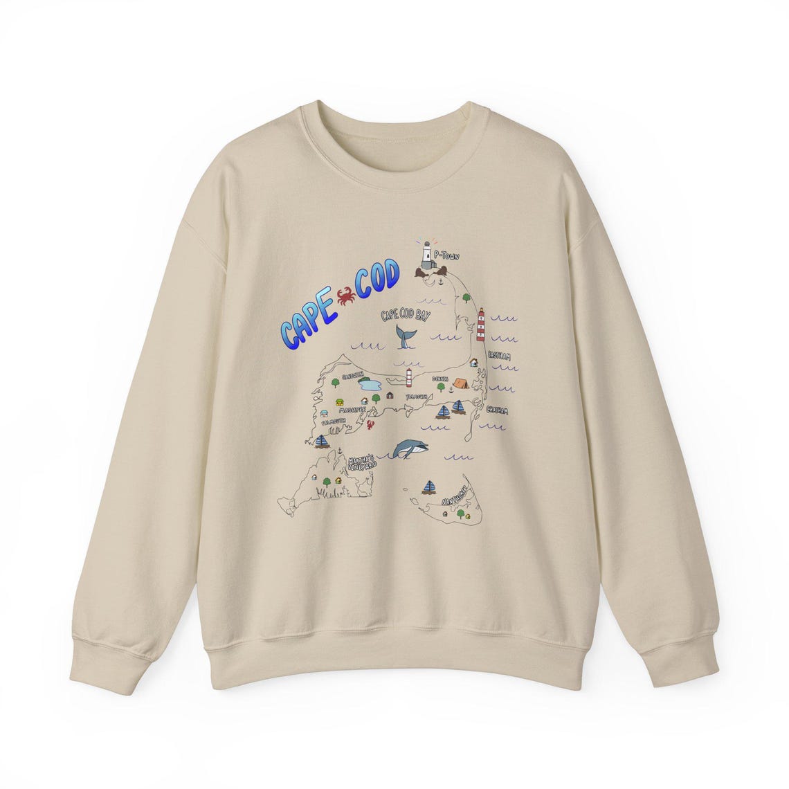 Cape Cod Map Sweatshirt, Cape Cod Sweater, Oversized Beach Crewneck ...