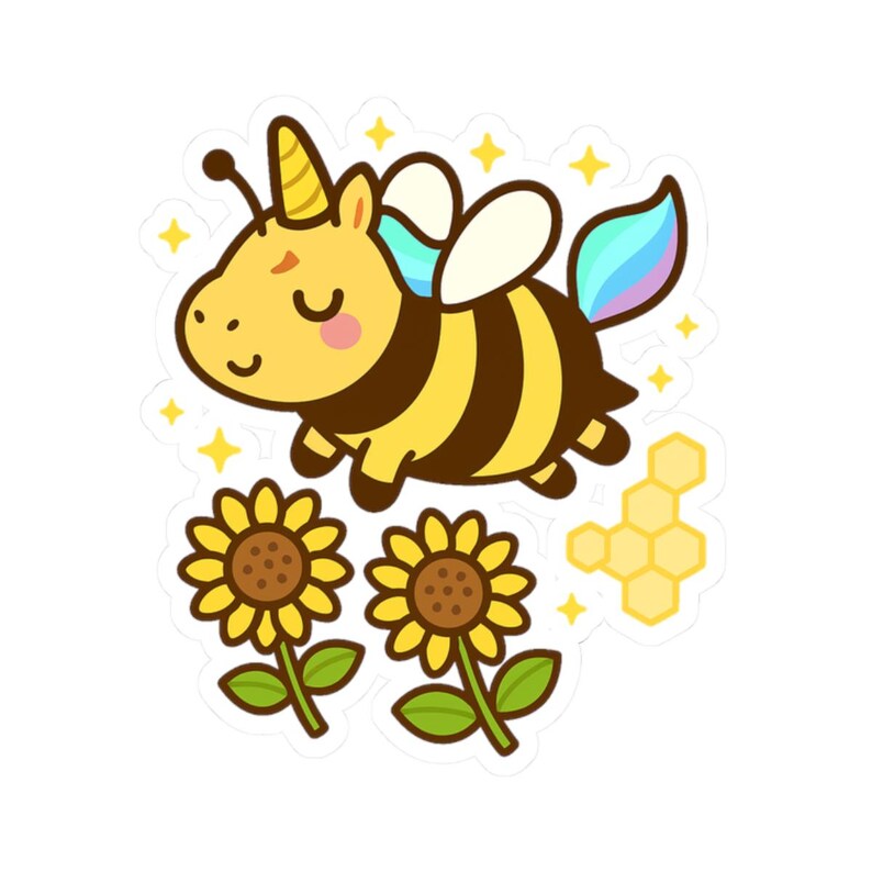 Bee Unicorn Sticker, Magical Hybrid Decal for Laptops, Water Bottles ...