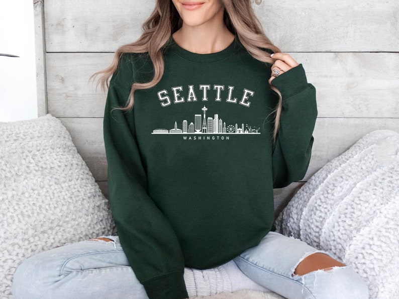 Seattle Sweatshirt, Seattle Hoodie, Washington Top, Seattle Crewneck ...