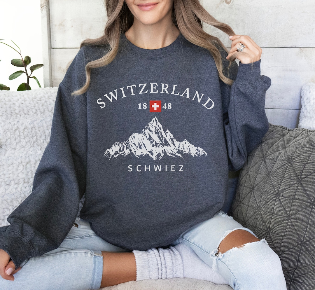 Switzerland Sweatshirt, Swiss Mountains Crewneck Pullover, Travel to ...