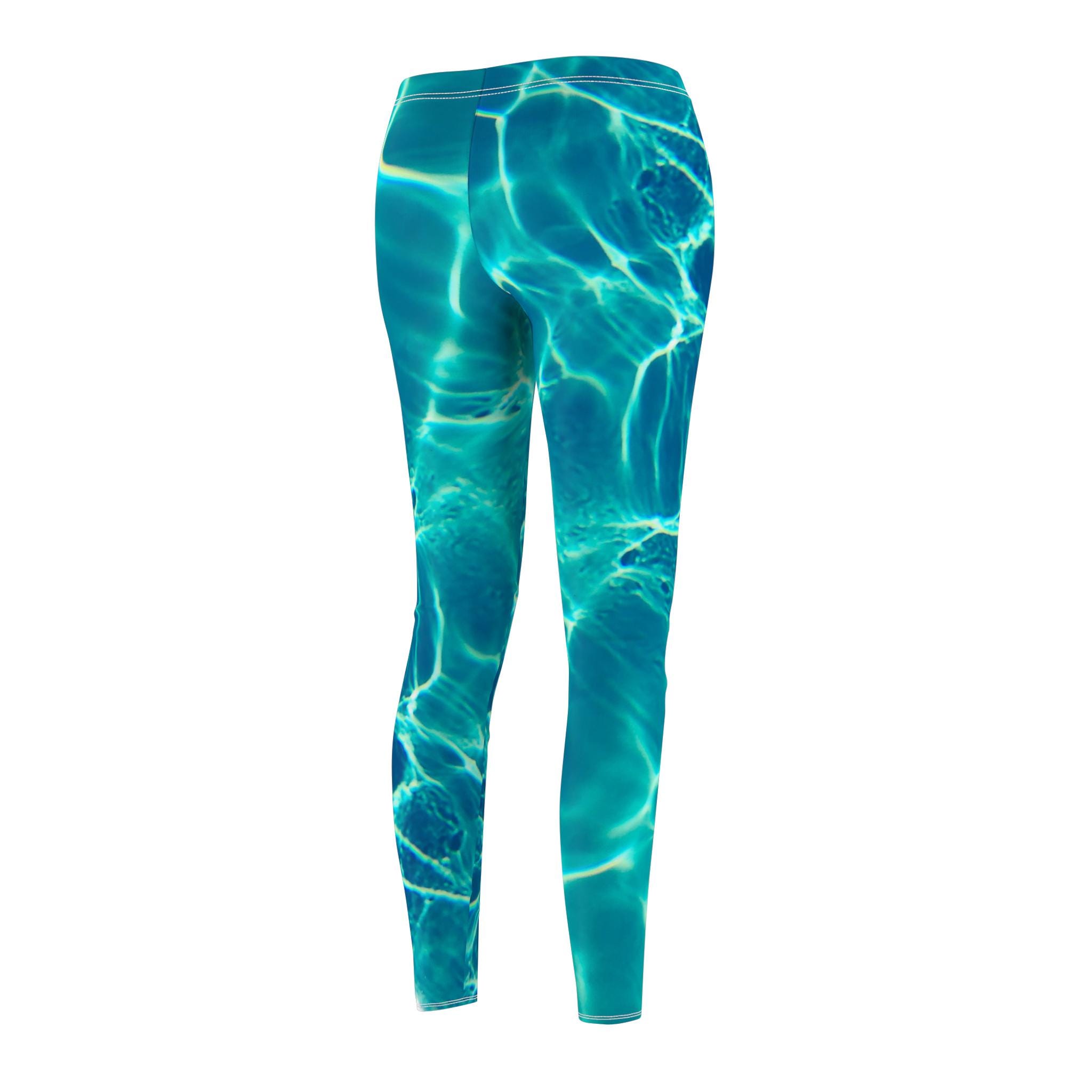 Aqua Wave Yoga Pants, Pool Water Print Leggings for Women, Cute ...
