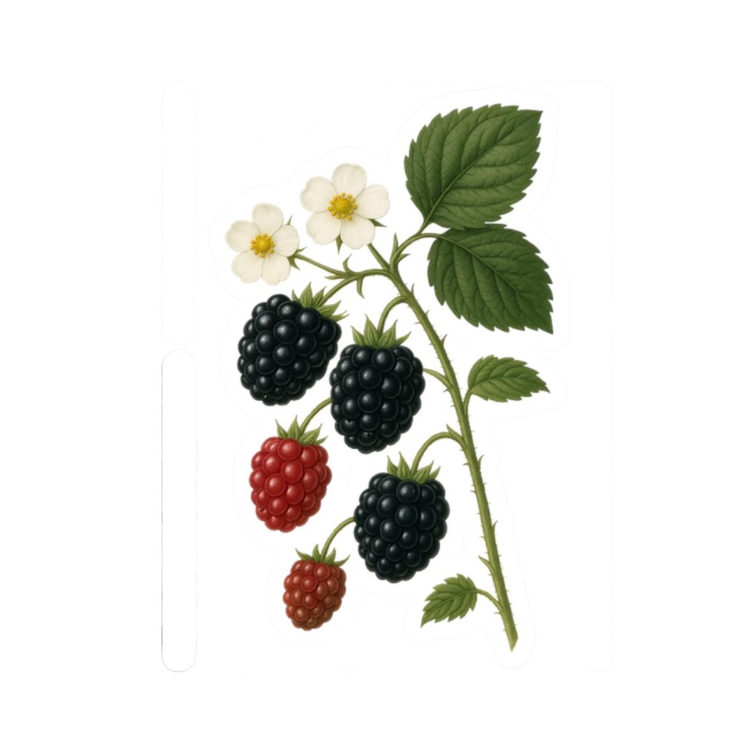 Blackberry Sticker, Cute Botanical Decal, Nature-inspired Decor ...