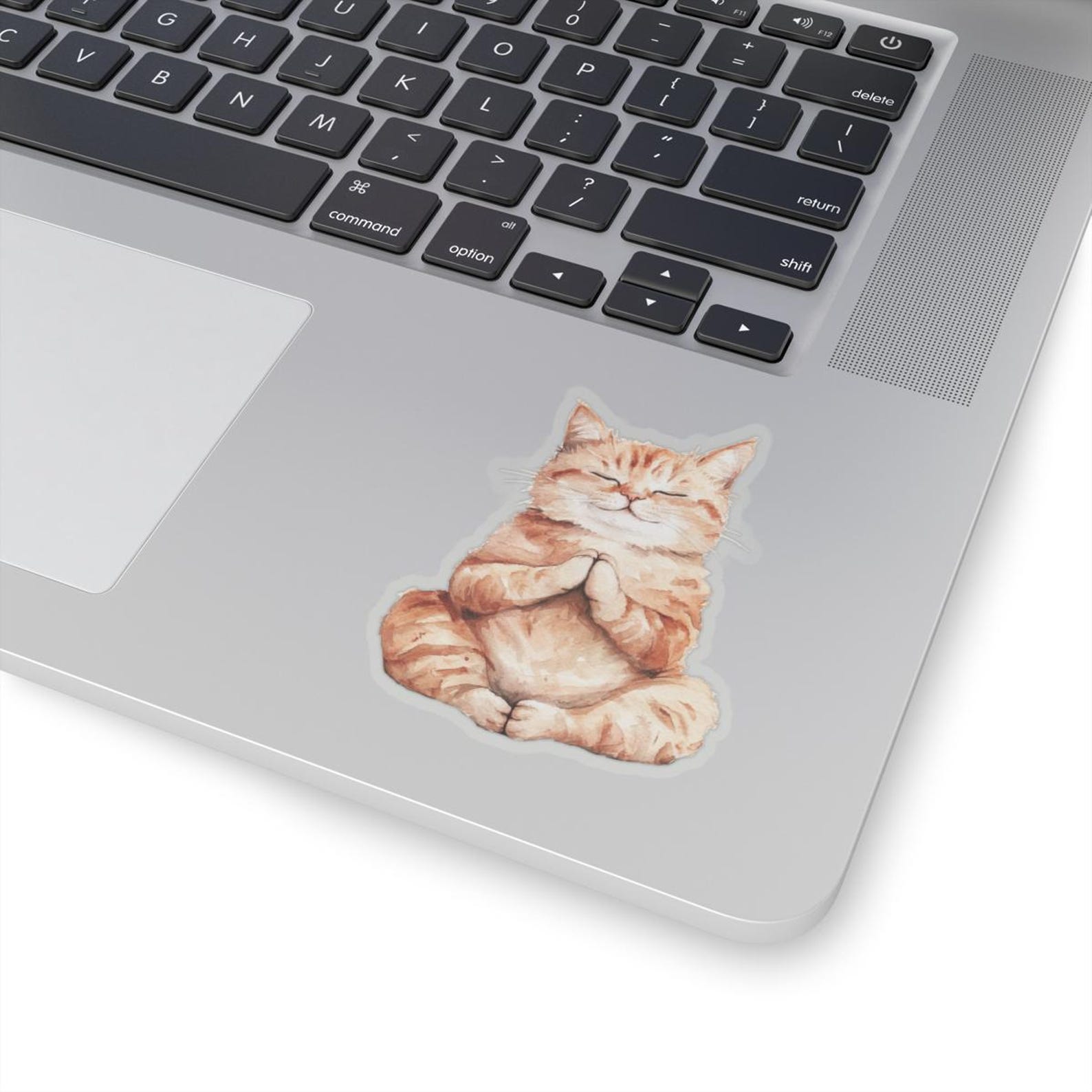 Meditating Cat Sticker, Cute Zen Cat Decor for Laptops & Journals ...