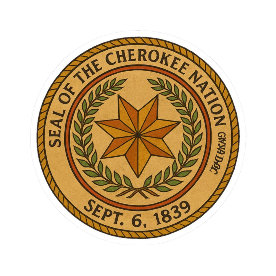 Cherokee Nation Seal Sticker, Tribal Art Stickers, Laptop Decal, Unique ...