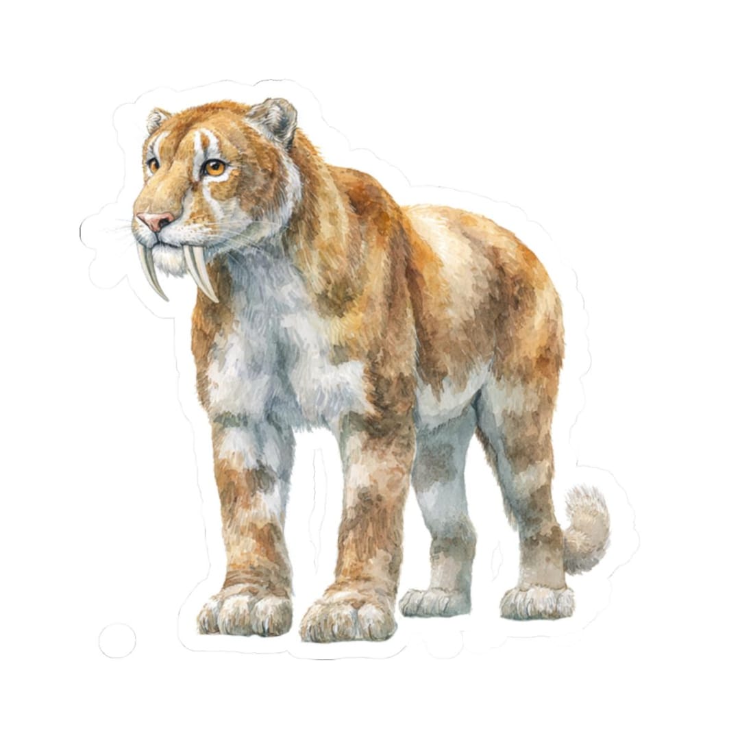 Saber-tooth Tiger Sticker, Animal Decor, Laptop Sticker, Nature Sticker ...