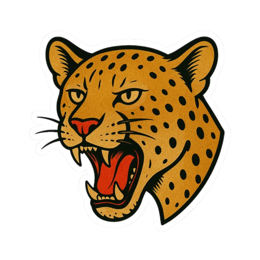 Cheetah Sticker, Neo-traditional Tattoo Cheetah Decal, Boho Big Cat ...