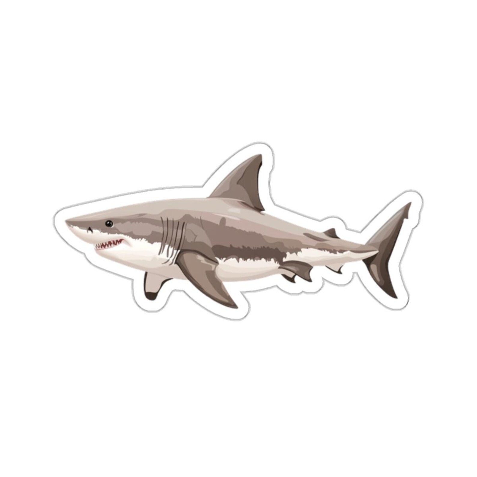 Great White Shark Sticker, Sea Life Sticker, Nature Animals Tropical ...