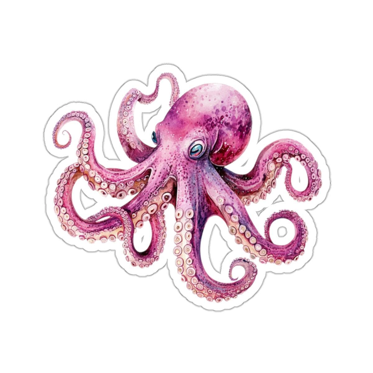 Octopus Sticker, Watercolor Octopus Sticker, Laptop Vinyl Sticker ...