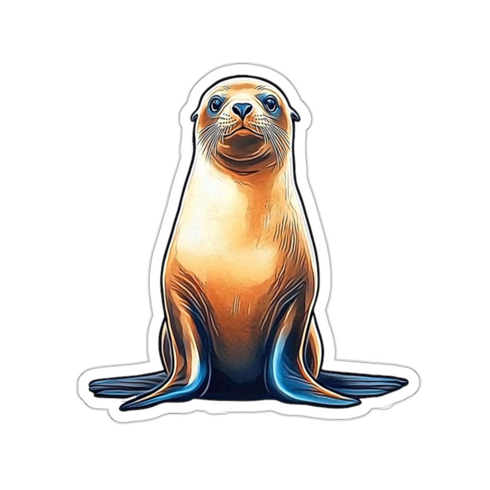 Sea Lion Sticker, Marine Life Sticker, Animal Art Laptop Decal, Cute ...