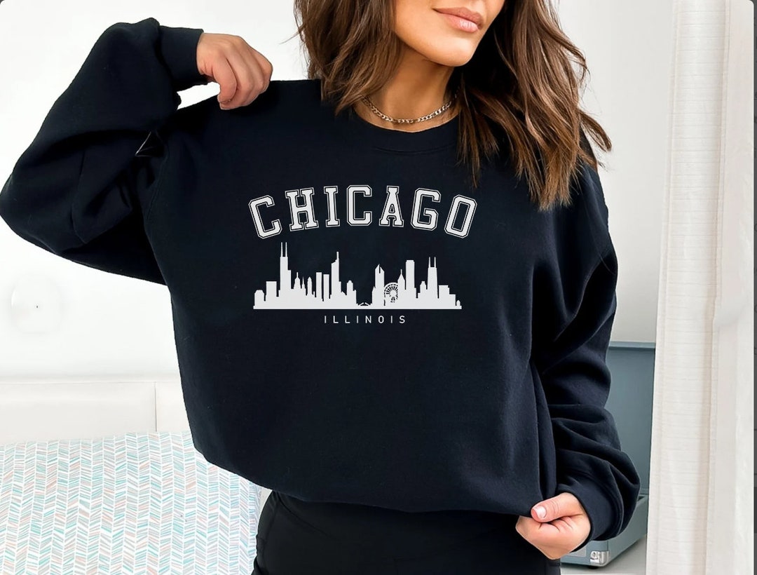 Chicago Sweatshirt, Chicago Hoodie, Illinois Top, Chicago Crewneck ...