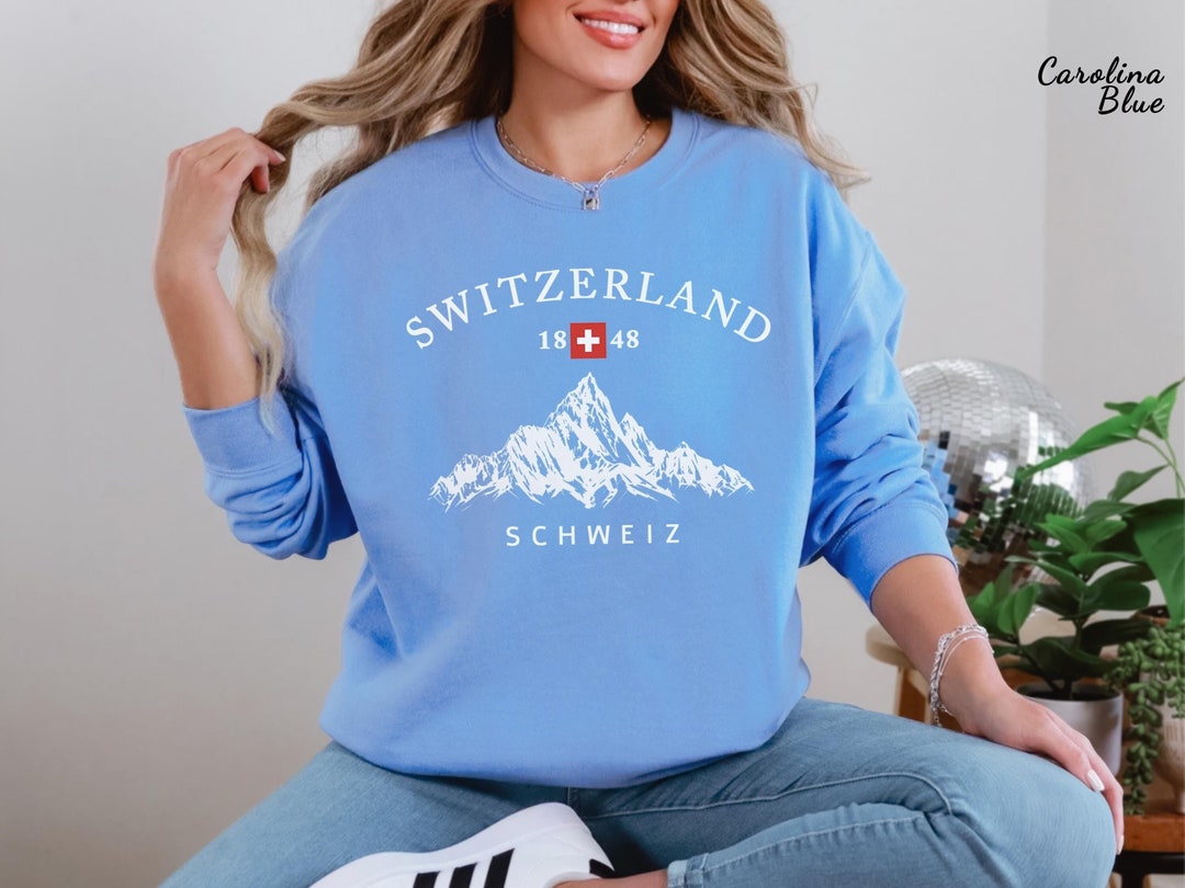 Switzerland Sweatshirt, Swiss Mountains Crewneck Sweater, Travel to ...