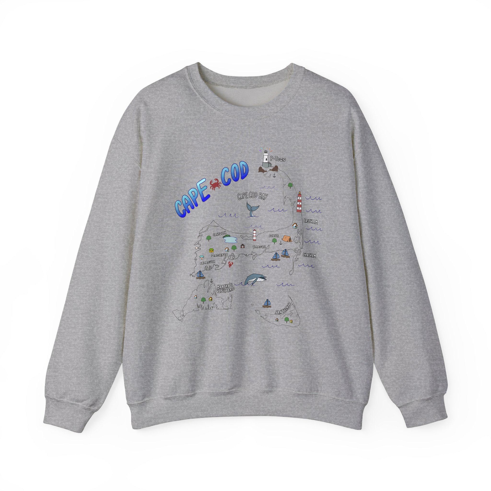 Cape Cod Map Sweatshirt, Cape Cod Sweater, Oversized Beach Crewneck ...