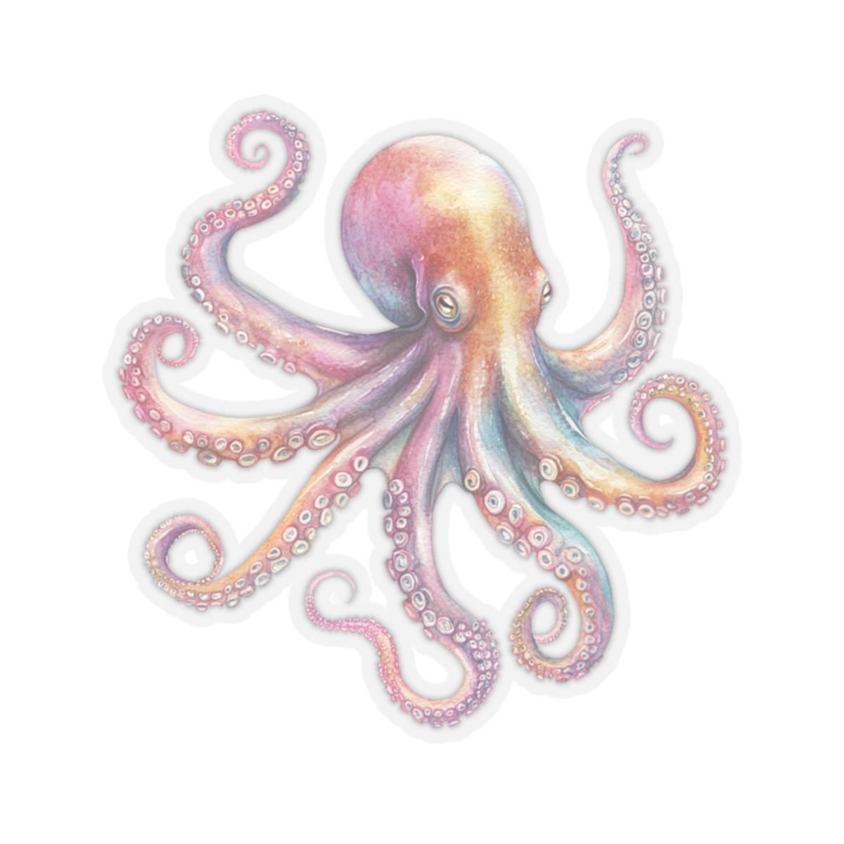 Octopus Sticker, Watercolor Octopus Sticker, Laptop Vinyl Sticker ...