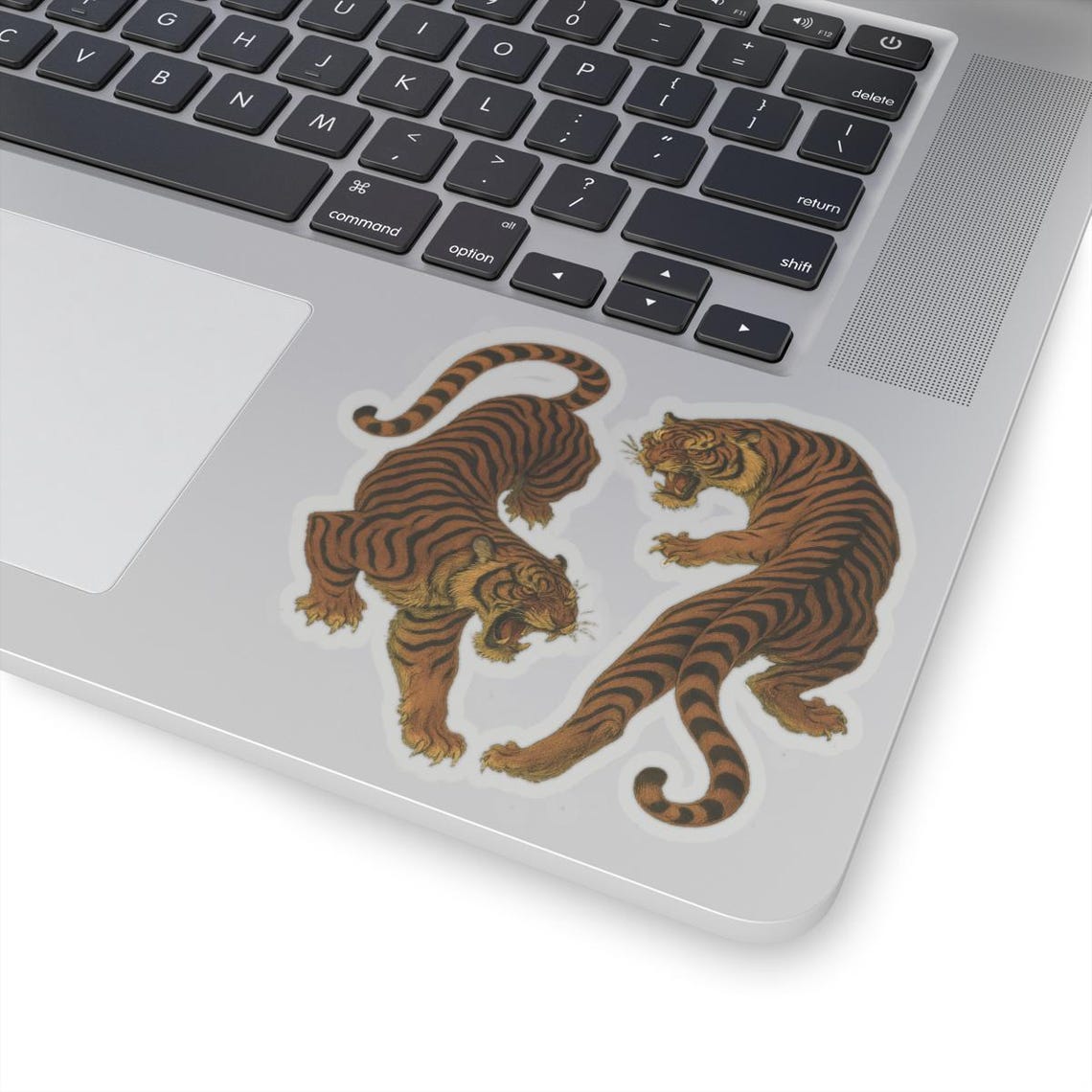 Tiger Sticker, Fighting Tigers Vinyl Decal, Wild Animal Art for Laptop ...