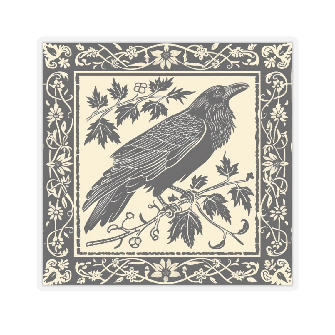 Raven Sticker, Vintage Style, Waterproof Vinyl Sticker, Waterbottle ...