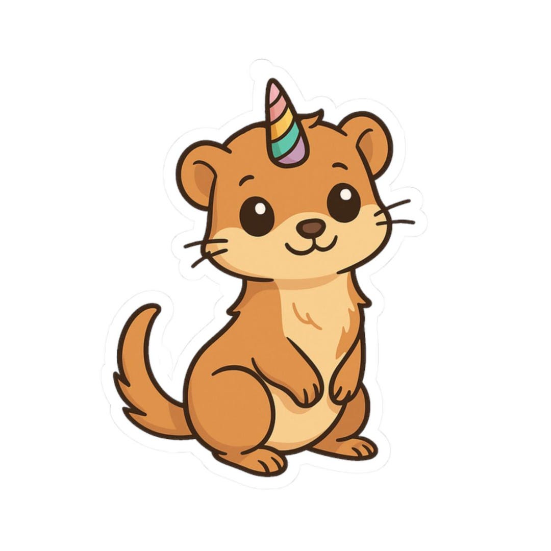 Unicorn Mongoose Sticker, Fun Animal Laptop Decal, Whimsical Party ...