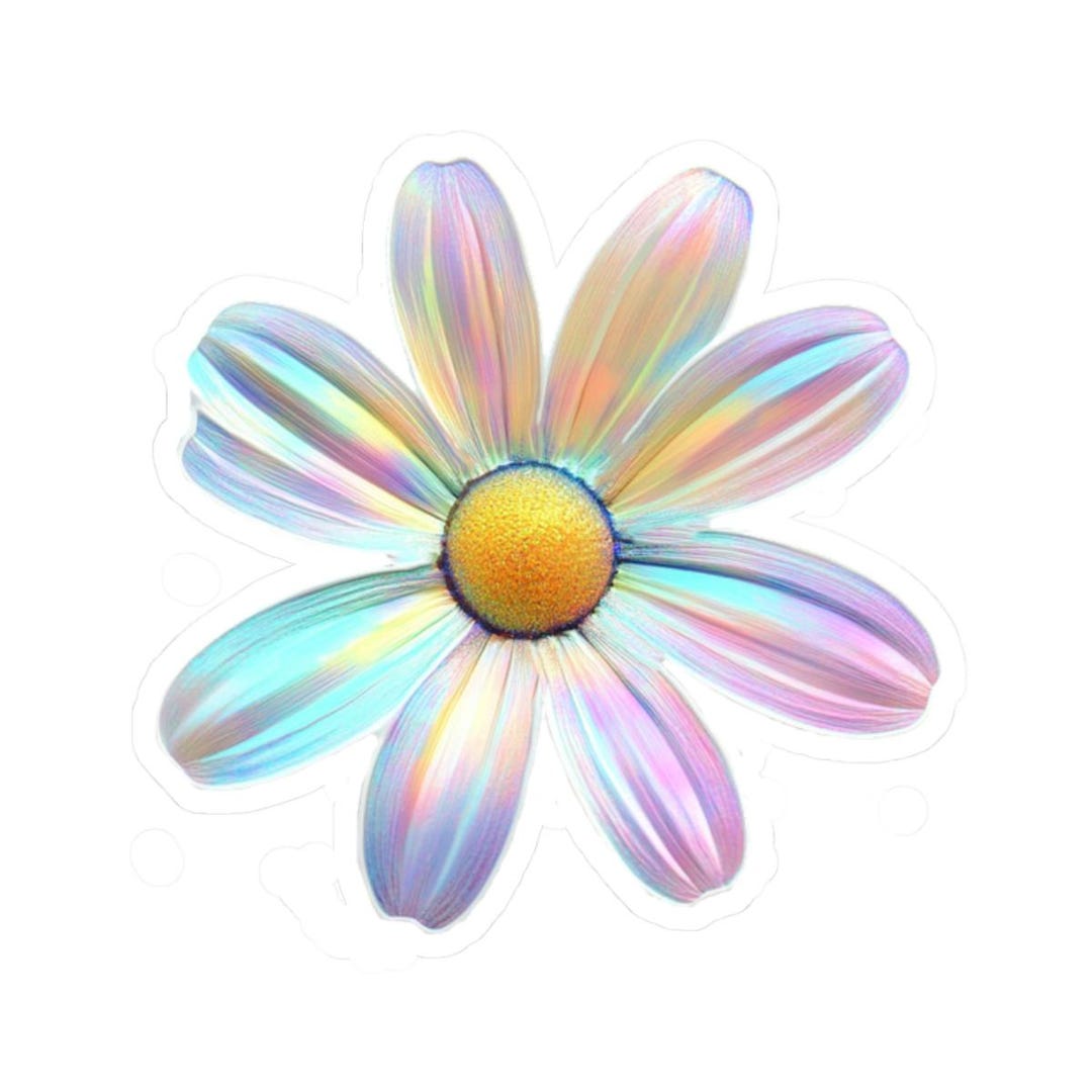 Holographic Daisy Stickers, Floral Stickers for Laptop, Water Bottle ...