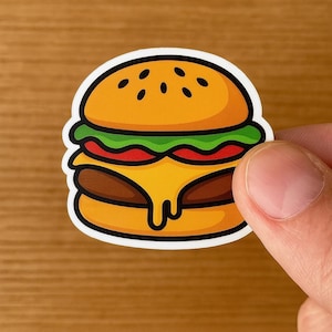 Burger Sticker, Fun Foodie Vinyl Decal, Cute Laptop and Journal Decor ...