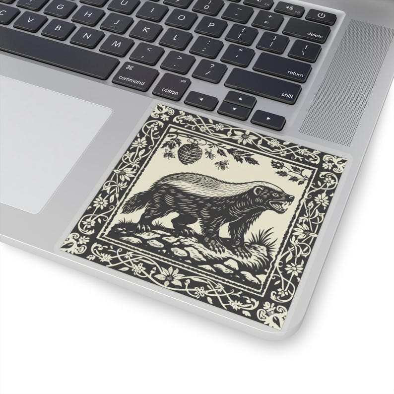 Honey Badger Sticker, Vintage Style, Waterproof Vinyl Sticker, Laptop ...
