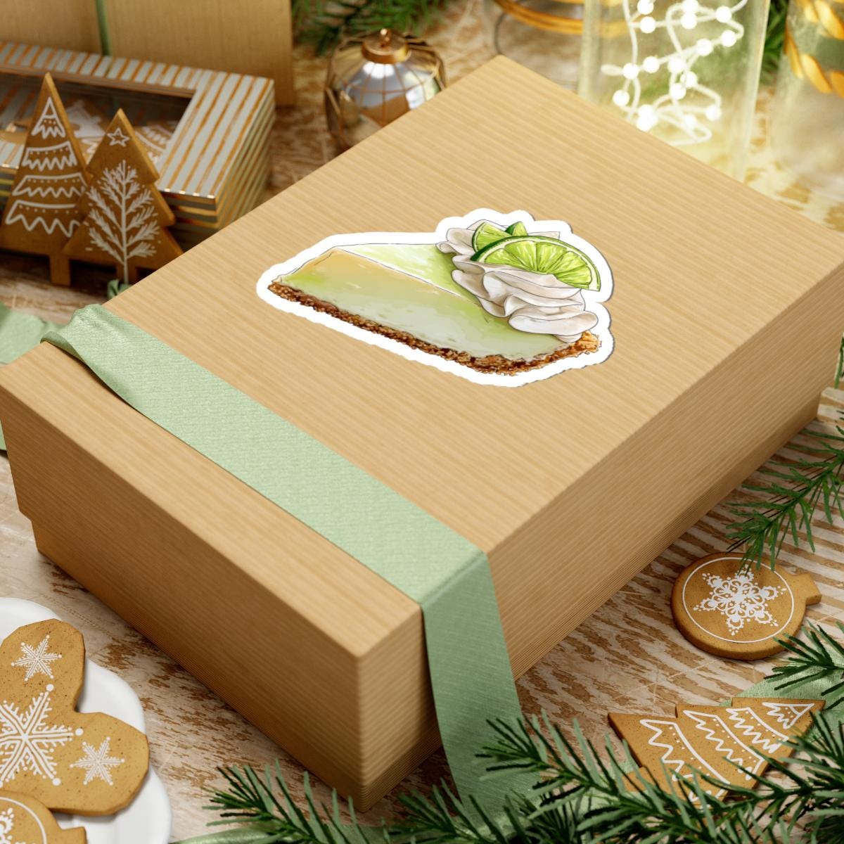 Key Lime Pie Sticker, Kiss-cut Sticker, Dessert Illustration Decal ...