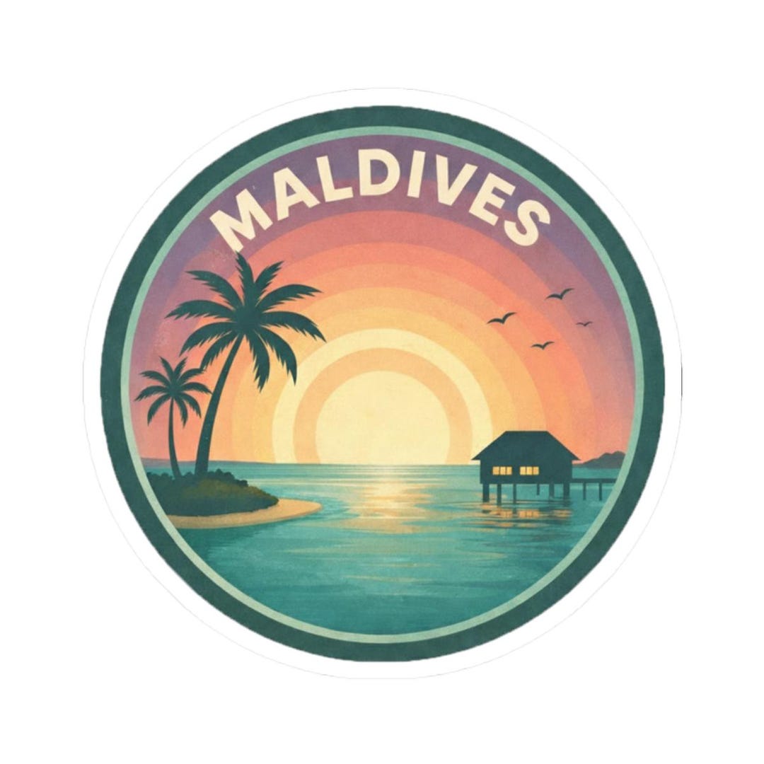 Maldives Sticker, Tropical Island Decal, Indian Ocean Travel Souvenir ...