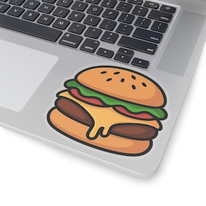 Burger Sticker, Fun Foodie Vinyl Decal, Cute Laptop and Journal Decor ...