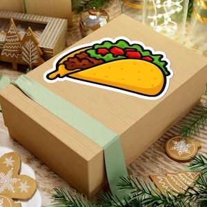 Taco Sticker, Fun Foodie Vinyl Decal, Cute Taco Laptop Accessory, Party ...