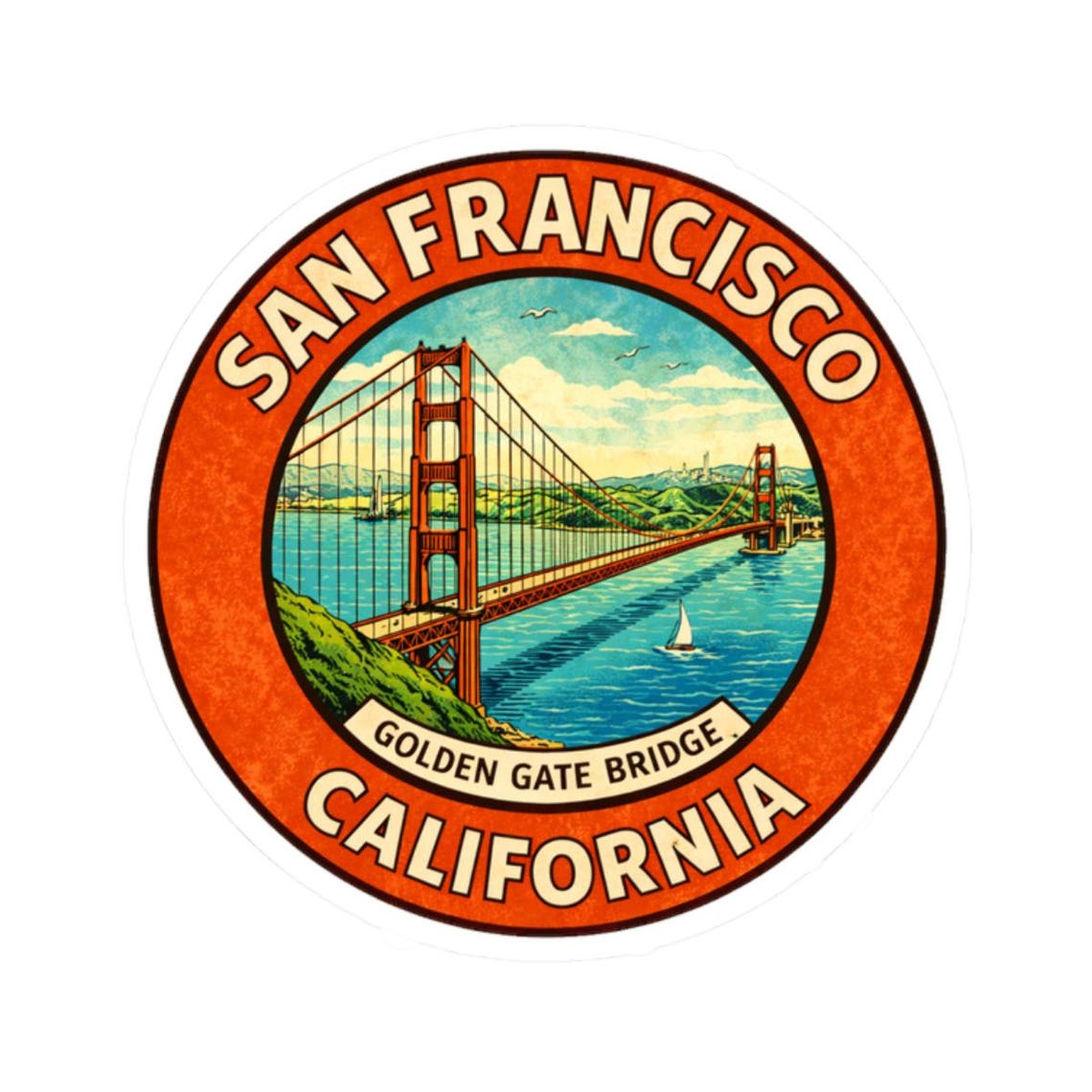 San Francisco Sticker, Golden Gate Bridge Sticker, California Travel ...