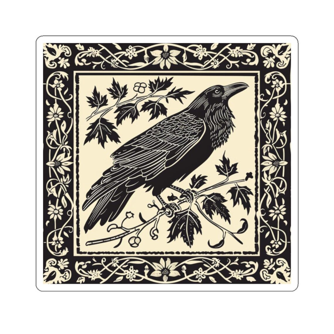 Raven Sticker, Vintage Style, Waterproof Vinyl Sticker, Waterbottle ...