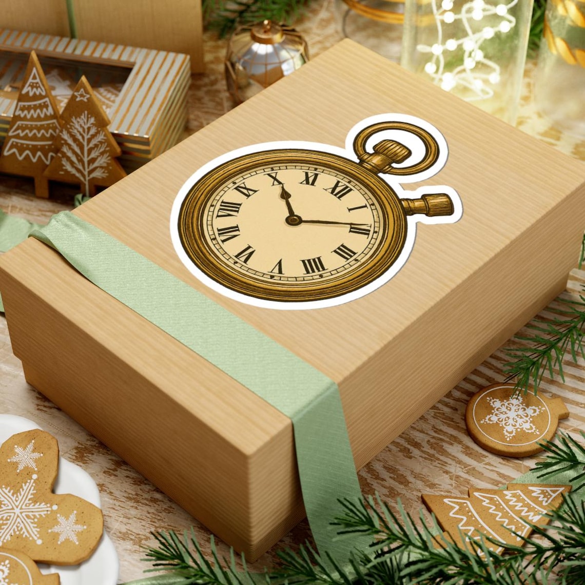 Vintage Pocket Watch Sticker, Timeless Decor, Gold Watch Decal, Perfect ...