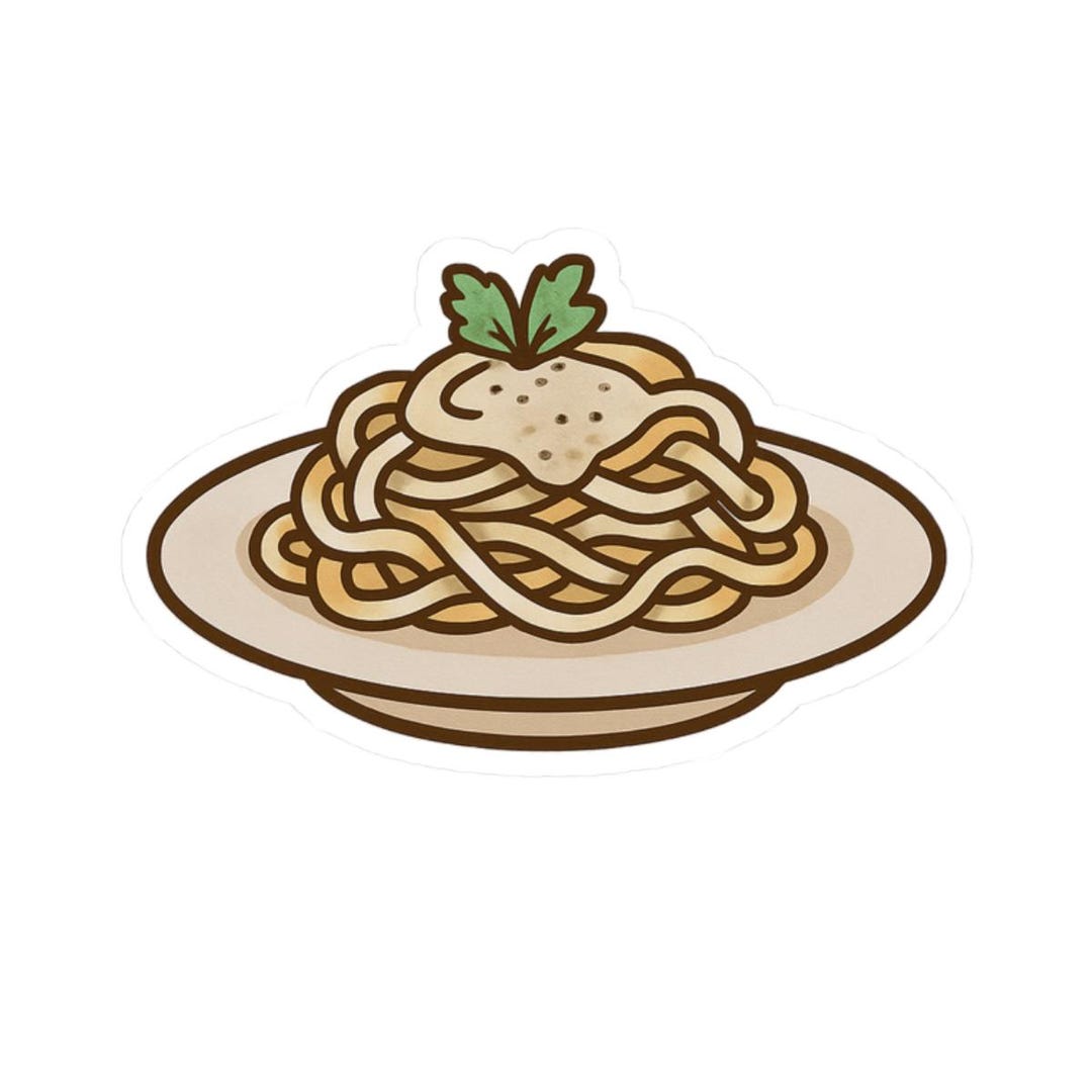 Alfredo Pasta Sticker, Fun Foodie Decor for Laptops, Planners, Water ...