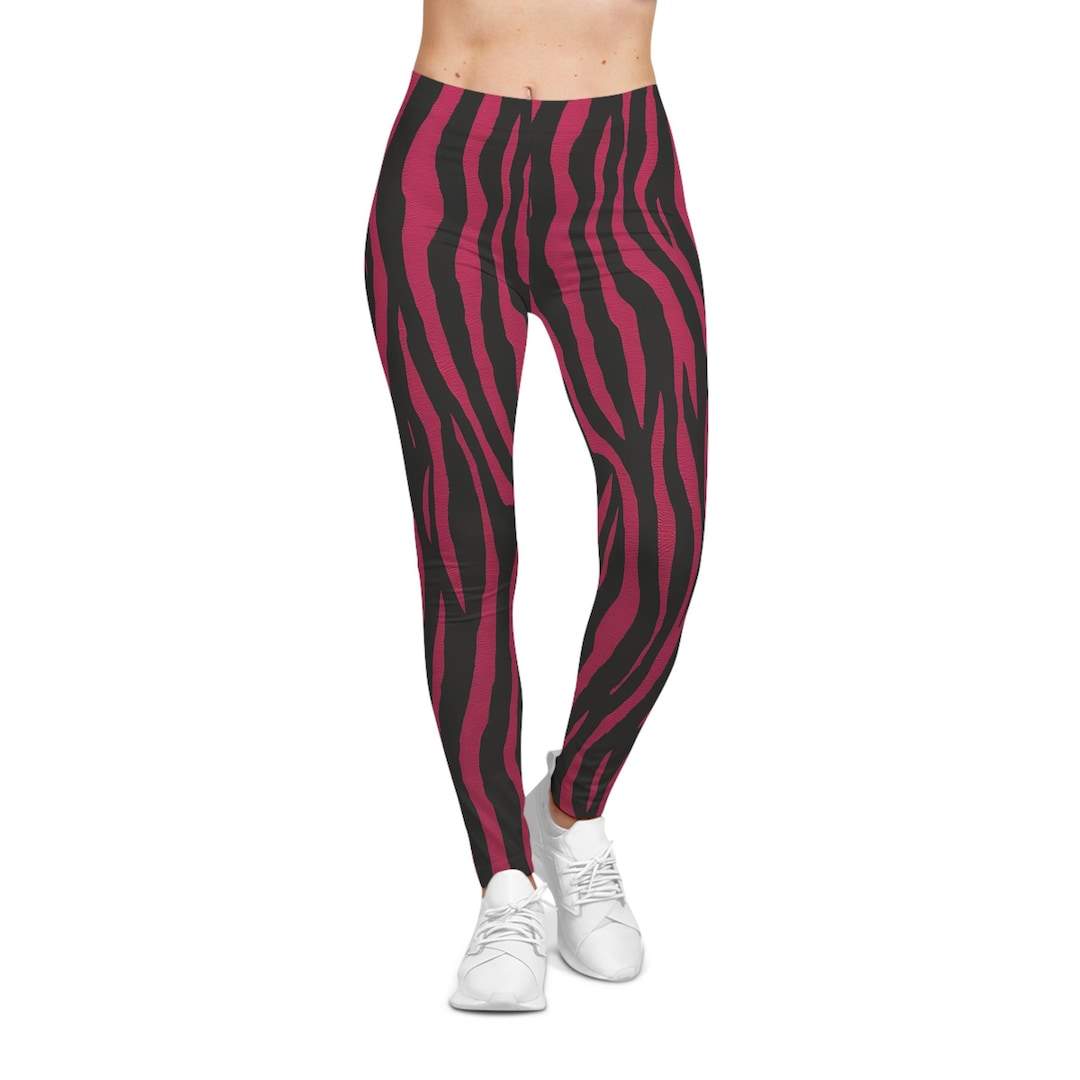Pink Zebra Print Yoga Pants, Animal Pattern Leggings, Chic Fitness Wear ...