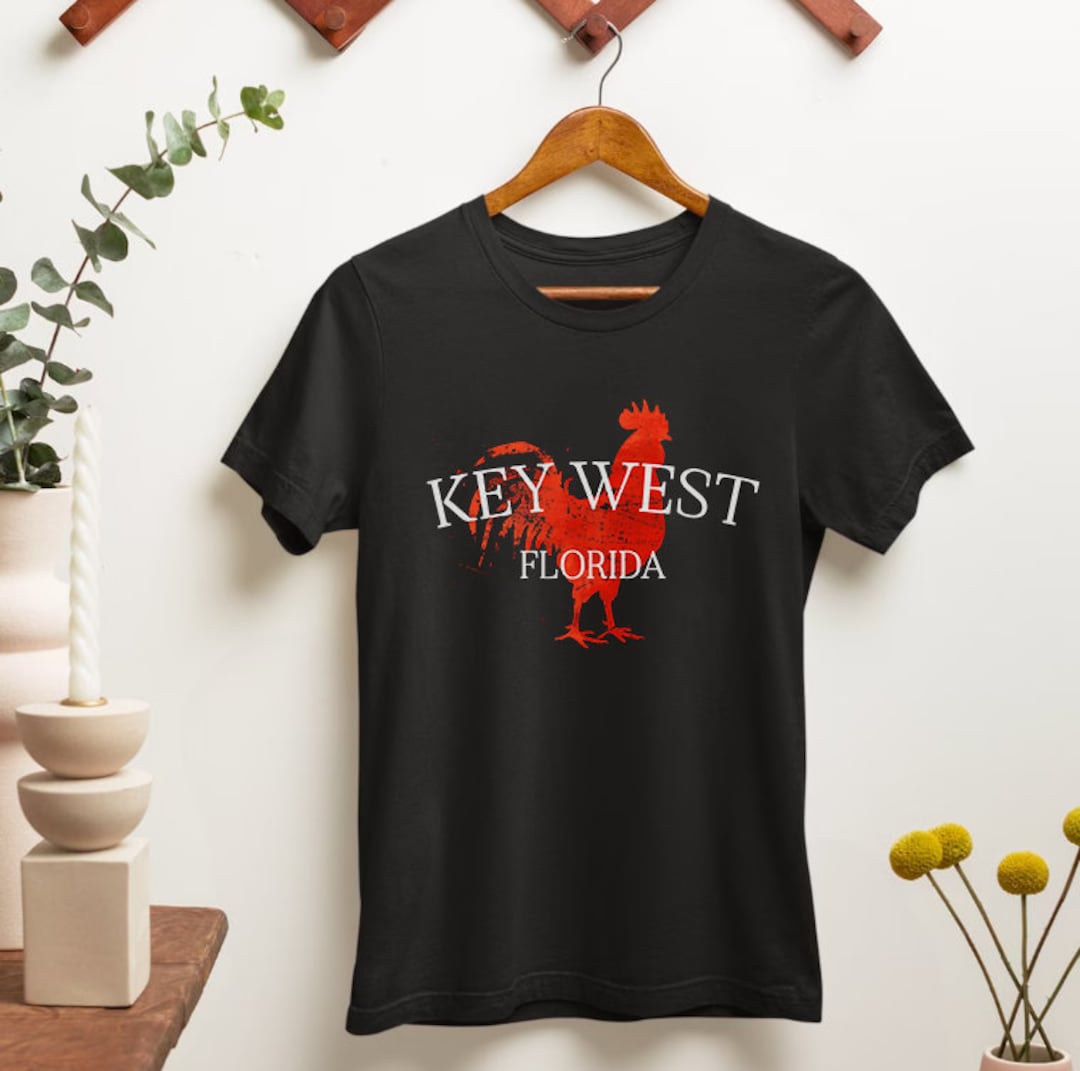 Key West Rooster T-shirt, Key West Florida Tee, Rooster Top, Tropical ...