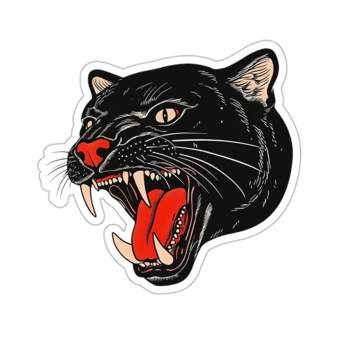 Panther Sticker, Neo-traditional Tattoo Panther Sticker, Boho Panther ...