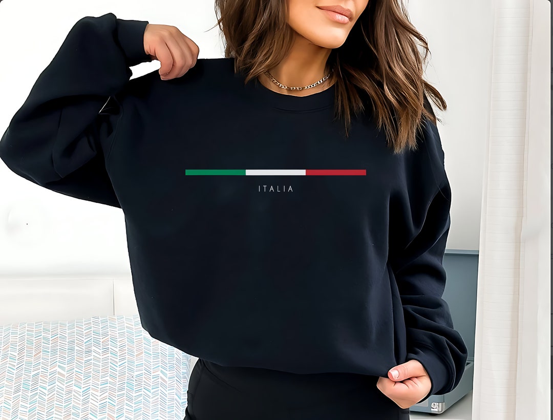 Italia Sweatshirt, Minimalist Italy Flag Crewneck, Italiano Flag Gift ...