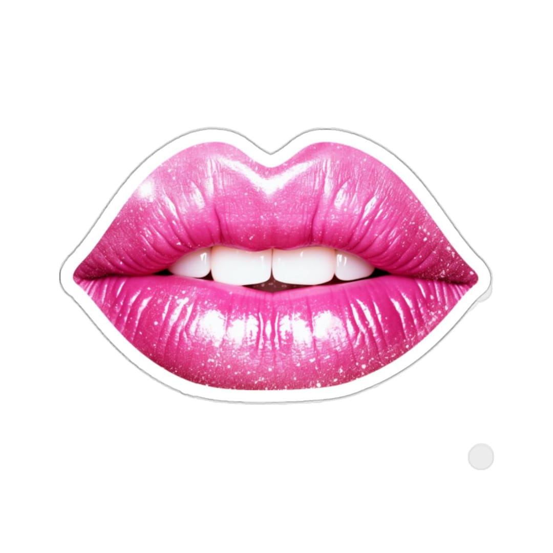 Lips Sticker, Pink Glitter Lips Sticker. Laptop Vinyl Sticker, Water ...
