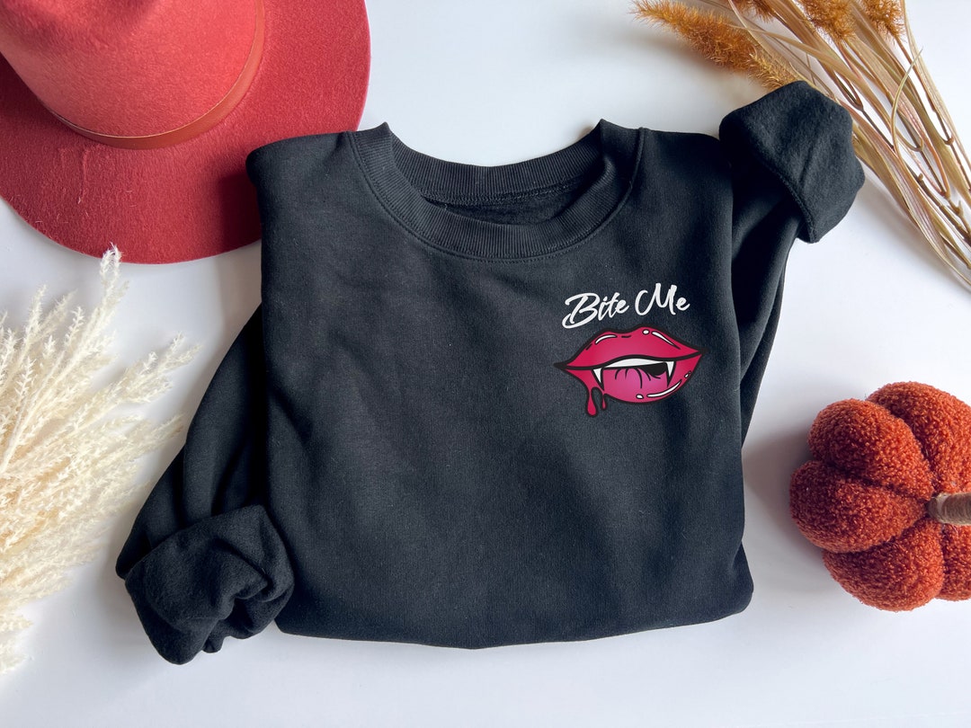 Bite Me Vampire Crew Neck, Halloween Sweatshirt, Halloween Aesthetics ...